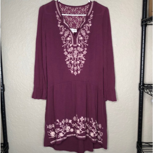 Knox Rose | Dresses | Knox Rose Wine Colored Embroidered Gauzy Dress ...